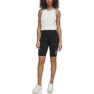 Karl Lagerfeld Paris Women's Logo Everyday Fashion Sport Biker Short, Black, X-Small