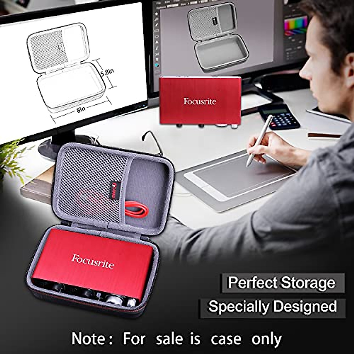 XANAD Case for Focusrite Scarlett Solo or 2i2 (3nd Gen) Audio Interface -Hard EVA Storge Bag