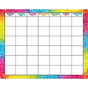 TREND enterprises, Inc. Colorful Brush Strokes Wipe-Off Calendar, Monthly