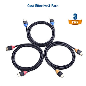 Cable Matters 3-Pack High Speed HDMI Cable 6 ft with 4K @60Hz, 2K @144Hz, FreeSync, G-SYNC and HDR Support for Gaming Monitor, PC, Apple TV, and More
