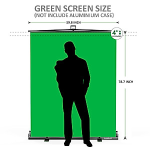 【Easy Set Up】 RAUBAY 59.8 x 78.7in Collapsible Green Screen Backdrop Portable Retractable Chroma Key Panel Photo Background with Stand for Video Conference, Photographic Studio, Streaming
