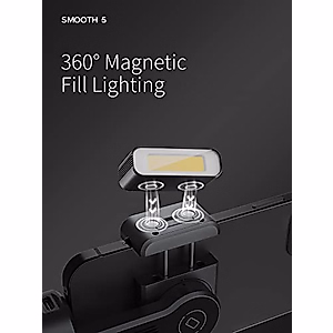 Zhiyun Smooth 5 Combo Phone Gimbal, 3-Axis Handheld Smartphone Stabilizer with Grip Tripod, Magnetic Fill Light, AI Face Tracking for iPhone Android FiLMiC Pro