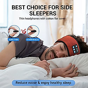 Headband Headphones, Bluetooth 5.3 Sports Headband Wireless Sleep Headphones with Ultra-Thin HD Stereo Speakers Perfect for Sleeping/Workout/Jogging/Yoga/Insomnia/Air Travel/Meditation (Orange)