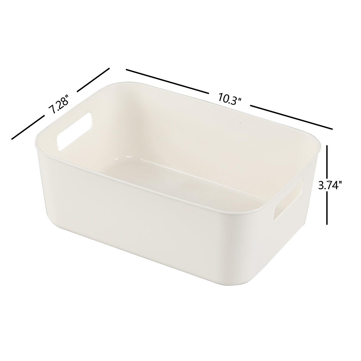 Tstorage Plastic Open Storage Bins for Cupboards, Plastic Storage Baskets with Handles, White, 6 Packs