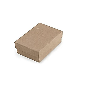 Tioneer Lot of 25 pcs 3 1/4" x 2 1/4" x 1" Kraft Cotton Filled Jewelry Boxes