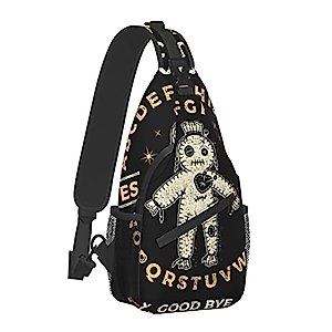 SWEET TANG Casual Sling Backpack Chest Shoulder Ouija Board With A Voodoo Doll Occultism Set Crossbody Backpack, Unbalance Gym Bag Travel Bag Outdoor Hiking Daypack for Men Women Boys