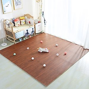 Interlocking Foam Tiles Home Floor Foam Flooring Tiles for Living Room Playroom, 24/32 Pcs 3/8" Thick Square Interlocking Exercise Foam Mats, Anti-Slip Waterproof Jigsaw Mat