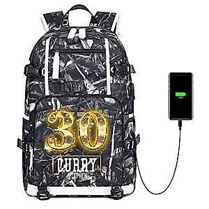 Ansigeren Dazzling Gold 30 Basketball Player Star SC Creative Backpacks Sports Fan Bookbag Travel Student Backpack For Men Women (3)