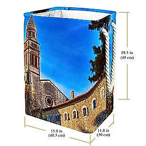 Inhomer Laundry Hamper Church Collapsible Laundry Baskets Firm Washing Bin Clothes Storage Organization for Bathroom Bedroom Dorm