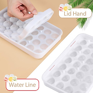 Ice Cube Tray, Silicone Apple Ice Ball Trays Maker, White Small Round Ice Mold for Cocktail, Juice, Whiskey, Freezer, Keep Drink Chille - Easy Release, ROHS and FDA (2 Ice Trays&1 Ice Box&1 Ice Scoop)