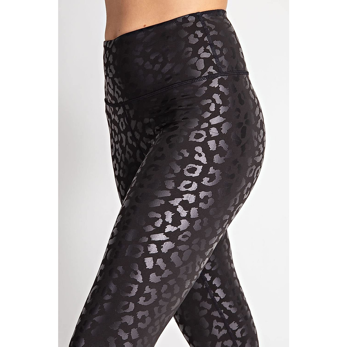 Hype Up Women's High Waisted Printed Super Buttery Soft Activewear Full Length Leggings with Inner Pocket (S-3X) Black/Black