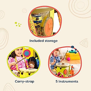 B. toys – Musical Instruments For Kids – Portable Drum Set – Percussion Toys For Toddlers – Jingle Bell, Tambourine, Maraca & More – 18 Months + – Parum Pum Pum