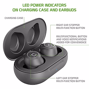 Wireless V5 Bluetooth Earbuds Compatible with Microsoft Surface Pro 6 with Charging case for in Ear Headphones. (V5.0 Black)