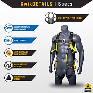 KwikSafety - Charlotte, NC - SUPERCELL Safety Harness [COMBO] Premium Shoulder Padding ANSI OSHA Full Body Fall Protection Work Equipment Construction Tower Climbing Roofing Forklift Aerial Boom Lift
