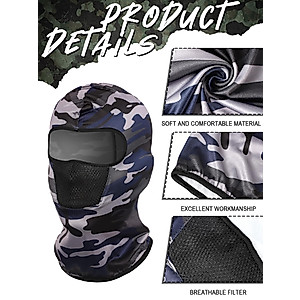 SATINIOR 9 Pieces Balaclava Ski Mask Cover Breathable Sun Dust Protection Full Face Cover for Winter Outdoor Activities (Camouflage, Medium)