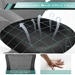 PrimeZone Home Office Desk Chair - Ergonomic Computer Chair with Adjustable Flip-Up Armrests, Tilt Function, Lumbar Support & Headrest, Task Chair for Work & Study, 350 lbs Capacity, Black