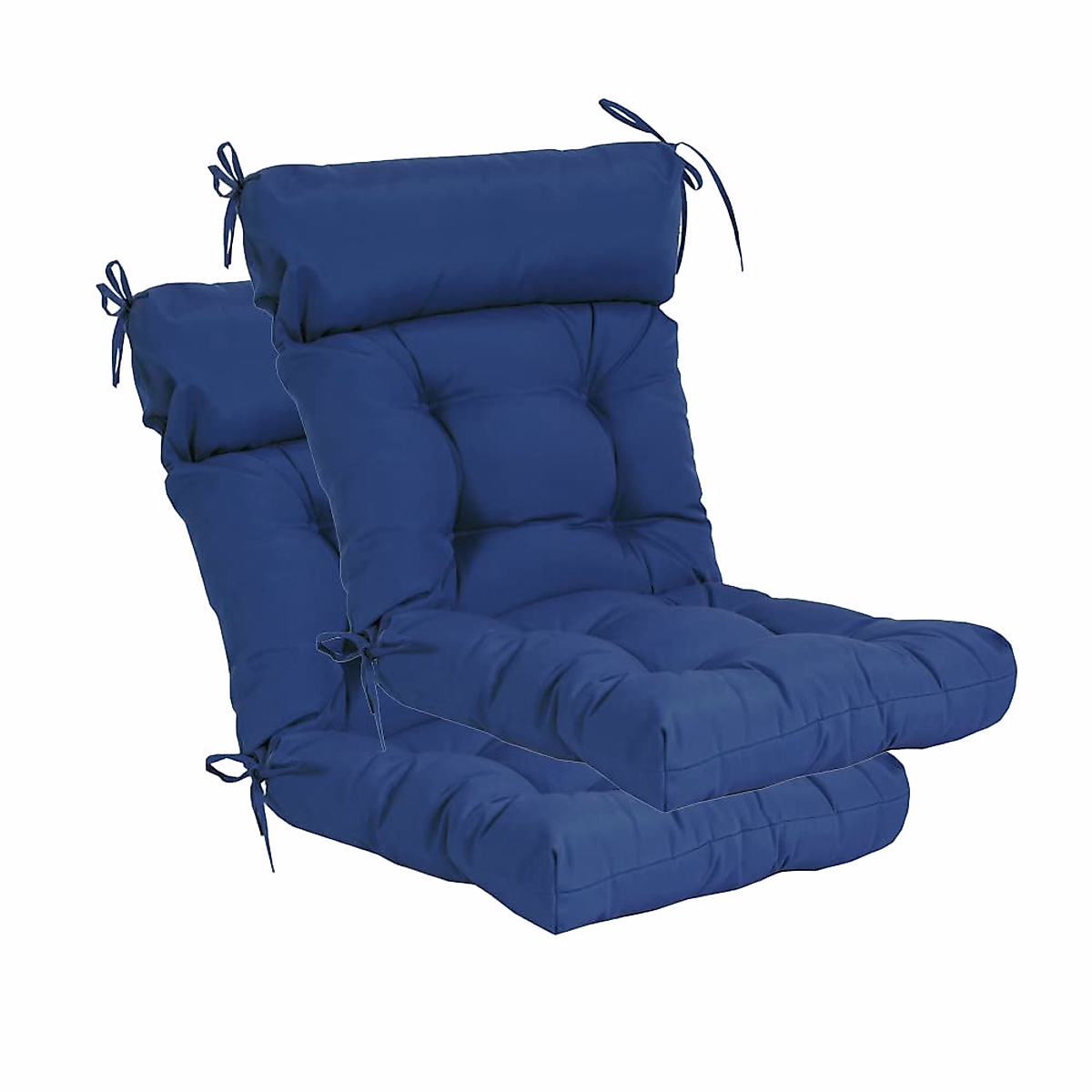 QILLOWAY Indoor/Outdoor High Back Chair Cushion,Tufted, Replacement Cushions - Pack of 4. (Navy)