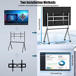 LINGHUFOX 75 Inch Smart Board, 4K UHD Touch Screen Digital Whiteboard with Open App Ecosystem, All-in-One Electronic Interactive Whiteboard for Classroom Office Home(Board+Movable Stand+Wall Mount)