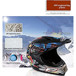 Youth Kids DOT Certified Bluetooth Motorcycle Full Face Helmet ATV Motocross Street Dirt Bike Racing Crash Helmet Sport Offroad Mountain Helmet+Gloves+Goggles+Mask -C-Large