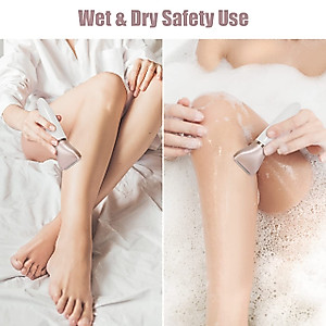 Electric Razor for Women, Laintene 2 in 1 Wet & Dry Hair Removal Trimmer, Waterproof Body Hair Groomers Lady Shaver for Legs, Underarms, Armpit, Face (Rose Gold)