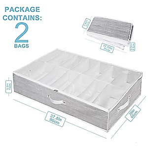 Shoe Organizer Under Bed,Underbed Shoe Storage Boxes Bins,Sturdy Organizador De Zapatos,Extra Large Zapateras Organizer for Closet,Men Women Kids Shoes,High Heels,Short Boots,Sneakers,White,Set of 2