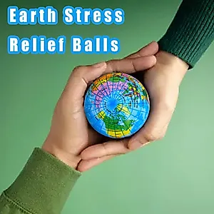 Globe Squeeze Balls,2.5 inch Earth Stress Relief Balls,Soft Foam Stress Ball Toy for Finger Exercise,School or Office Party Favors,24 Pcs
