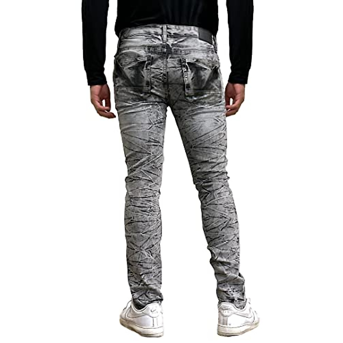 Southpole Men's Stretch Signature Denim, Marble Grey Black
