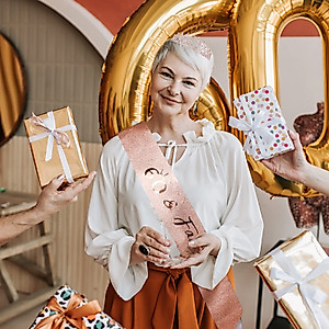 CIEHER 60th Birthday Gifts for Women,60 Birthday Crown + 60 & Fabulous Sash,60th Birthday Decorations Women,60th Birthday Cake Topper