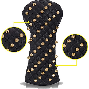 Stud Spike Gold Premium Golf Driver Headcover (Black)
