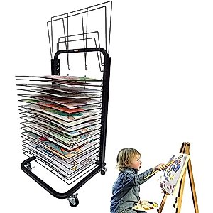Ewatchaccessories Art Drying Rack, Solid Mobile Art Drying Rack with Wire Shelves for Works of Art Classrooms Studios and Home Use, Black Powder Coated Finish.Drying & Print Racks (Size : 20-Layer)