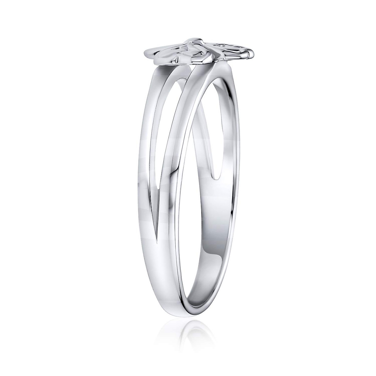 Delicate Saint Patricks Good Luck Celtic Irish Trinity Shamrock Clover Ring Split Band For Women Teens Antiqued Oxidized .925 Sterling Silver