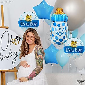 KatchOn, Its A Boy Balloons Set - Pack of 5 | Baby Boy Balloons | Baby Shower Balloons for Boy | Blue Baby Bottle Balloon, Welcome Baby Boy Decorations | It's A Boy Balloons, Baby Boy Foil Balloon