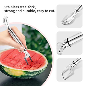 Watermelon Fruit Cutter Slicer Tool 3-IN-1,Stainless Steel Fruit Fork Spoon Knife Tool for Camping Outdoor Party (1PCS)