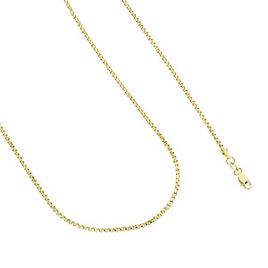 Nuragold 10k Yellow Gold 2mm Round Box Chain Venetian Link Pendant Necklace, Mens Womens Jewelry 16" 18" 20" 22" 24" 26" 28" 30"