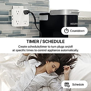 Wireless Wall Tap Smart Plug,Surge Protector, 4 Outlet Extender with 4 USB Charging Ports, Compatible with Alexa, Google Assistant and Siri, no Hub Required (4 Outlets,4 USB Ports),ETL Certification