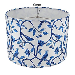 Tristan Home Premium Blue and White Floral Cylinder Drum Lamp Shade Spider Fitting 13x13x9 Inches