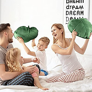 2 Pieces Leaf Shaped Throw Pillow Cushion 20 x 20 Inch 3D Leaf Shaped Throw Pillow Leaves Plant Pillow Home Decoration for Car Bedroom Sofa Couch Living Room (Dark Green)