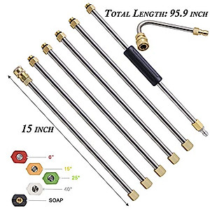 Twinkle Star Pressure Washer Extension Wand Set, 8 ft Replacement Lance with 5 Nozzle Tips, 4000 PSI