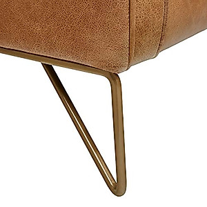 Amazon Brand – Rivet Brooke Contemporary Mid-Century Modern Tufted Leather Sofa Couch, 82"W, Cognac