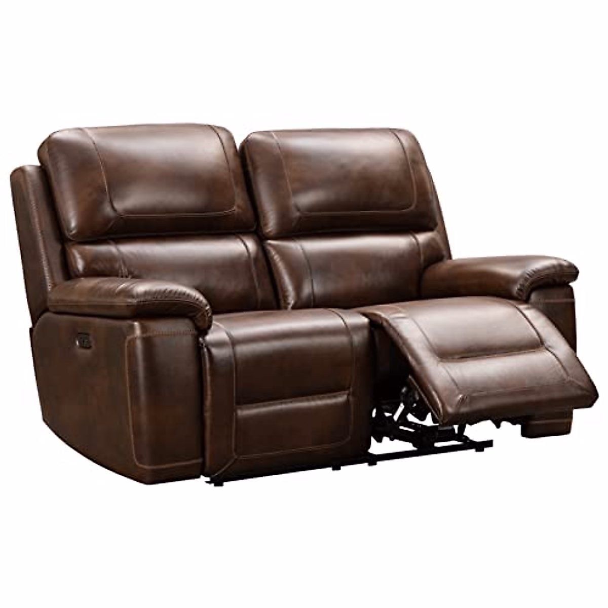 Signature Design by Ashley Wentler Traditional Tufted Leather Power Reclining Loveseat with Adjustable Headrest, Dark Brown