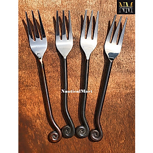 Treble Chef 7 1/2" Salad Fork (Set of Four) Medieval Twisted Dining Hall Eating/Feasting Utensils Set Functional Fork Cutlery For Family Dinner/Hotel/Restaurant Eating Set For Carrying