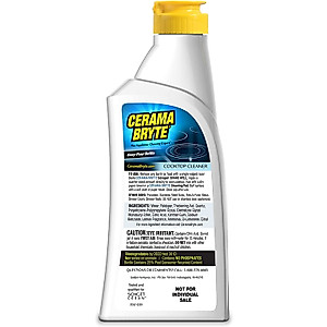 Cerama Bryte Combo Kit POW-R Grip, Scraper, Pads & Removes Tough Stains Cooktop and Stove Top Cleaner for Glass - Ceramic Surfaces, 10 Ounces, 6 Piece