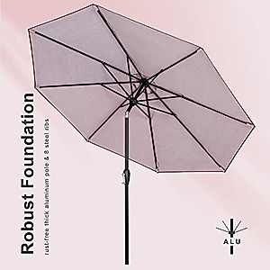 Tempera 9' Outdoor Market Patio Table Umbrella with Push Button Tilt and Crank,Large Sun Umbrella with Sturdy Pole&Fade resistant canopy,Easy to set,Red