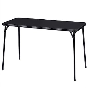 VECELO Folding Table Desk 47’’ with Collapsible Legs & Vinyl Upholstery, No Assembly Needed, Metal, Black, 47'' x 20'
