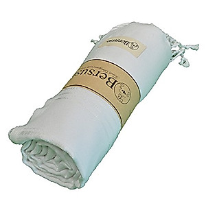 Bersuse 100% Cotton Anatolia Turkish Towel - 37x70 Inches, White