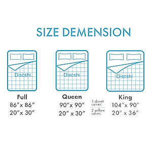 Discshi Bedding Duvet Cover Set 100% Cotton Full Size Breathable Durable Soft Comfy 3 PCS Comforter Cover Set with 1 Duvet Cover(86"x86") and 2 Pillow Covers(20"x30") (Grey)