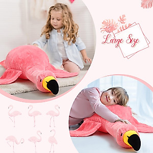 Hollowfly Large Flamingo Stuffed Animal, Giant Plush Flamingo Toy Flamingo Plush Pillow, Christmas in July Gift for Boys and Girls Birthday Gifts(Pink,63 Inch)