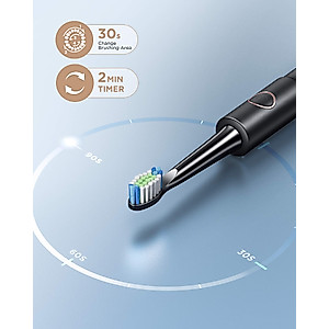 NINICE Sonic Electric Toothbrush for Adults and Kids, Rechargeable Electric Toothbrush with 8 Brush Heads, 5 Modes, Timer, One Charge for 30 Days， Black