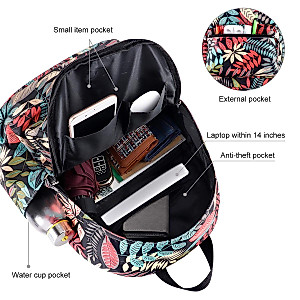 KAMO Backpack for Girls - Fashion Floral Schoolbag College Student Cute bag Lightweight DaypackTravel Bag for Women, Men, Teens