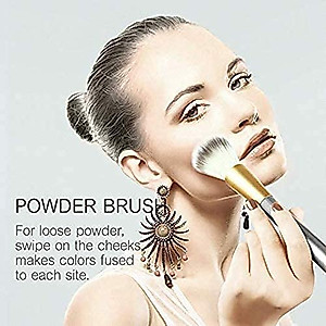 NEVSETPO Makeup Brushes 18pcs Synthetic Kabuki Brush Set Foundation Powder Blending Concealer Eye shadows Blush Cosmetics Brushes with 3 Sponge Mat Solid Wood Hande Makeup Bag Included